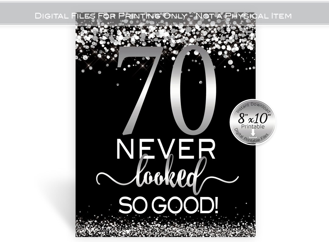 70th Birthday Party Decor: Silver Confetti Sign (digital Download) - Etsy