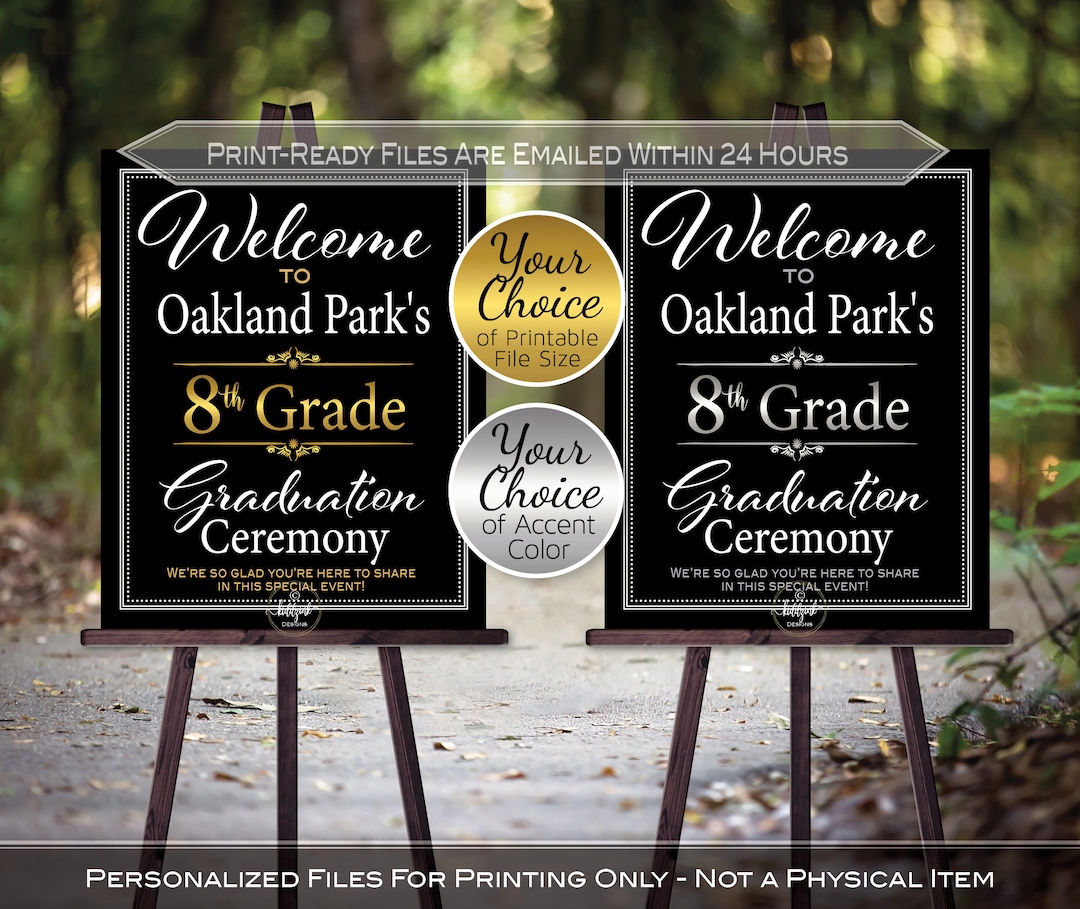 5th or 8th Grade Graduation Ceremony Personalized Welcome Sign ...