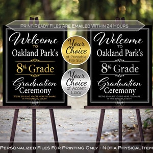 5th or 8th Grade Graduation Ceremony Personalized Welcome Sign ...