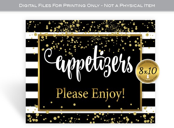Appetizers Table Sign 8x10 Printable Birthday Wedding | Etsy
