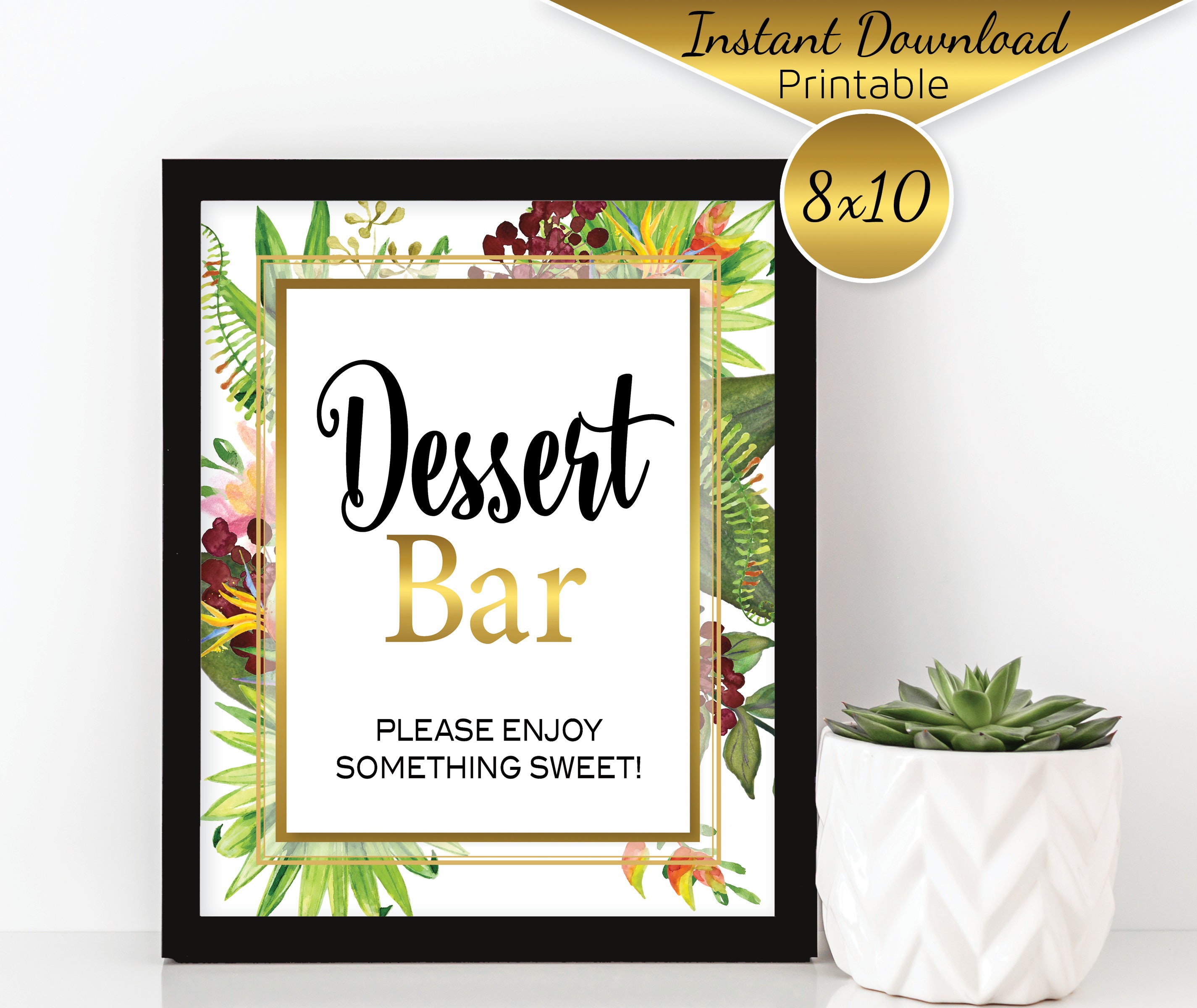 Dessert Bar 8x10 Printable Table Sign Tropical Green Palm - Etsy Canada
