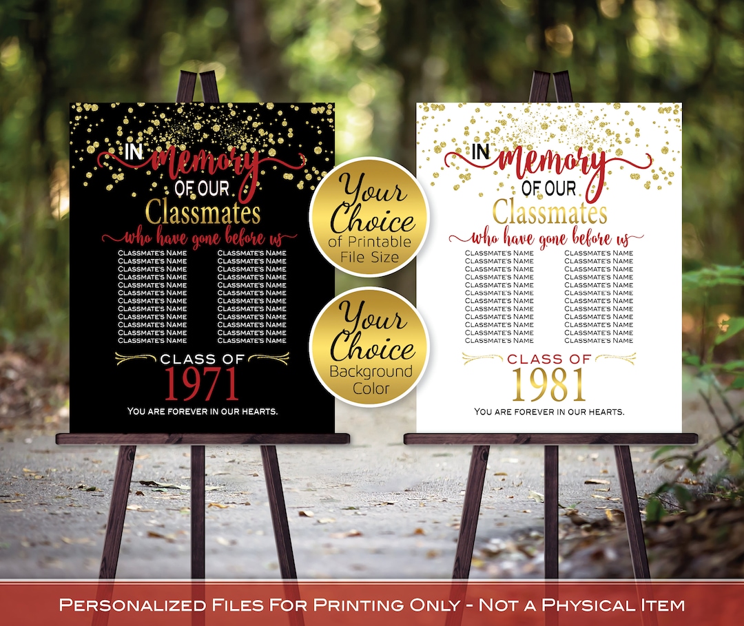 In Memory of Classmates Class Reunion Any Year Personalized Sign ...