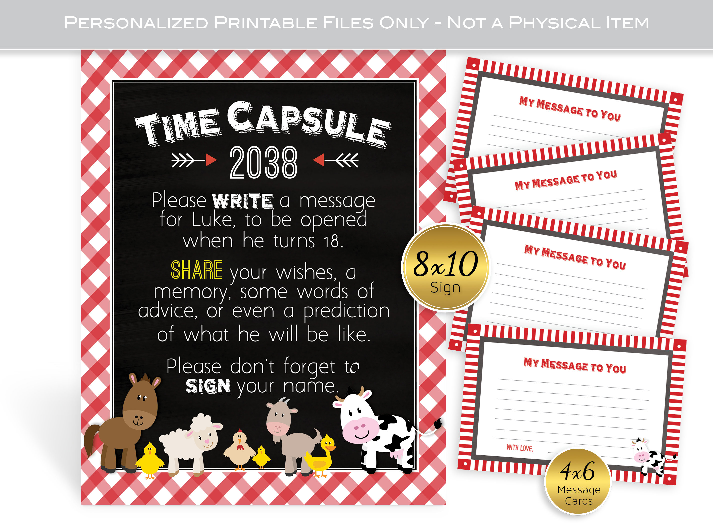 Time Capsule With Message Cards for 1st Birthday Red Gingham - Etsy Canada