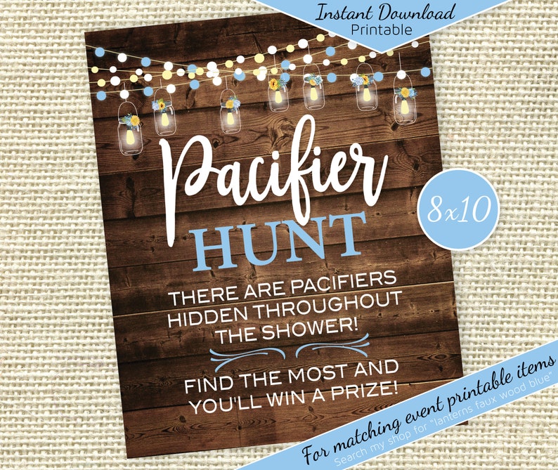 Pacifier Hunt Game 8x10 Printable Sign for Baby Shower - Etsy