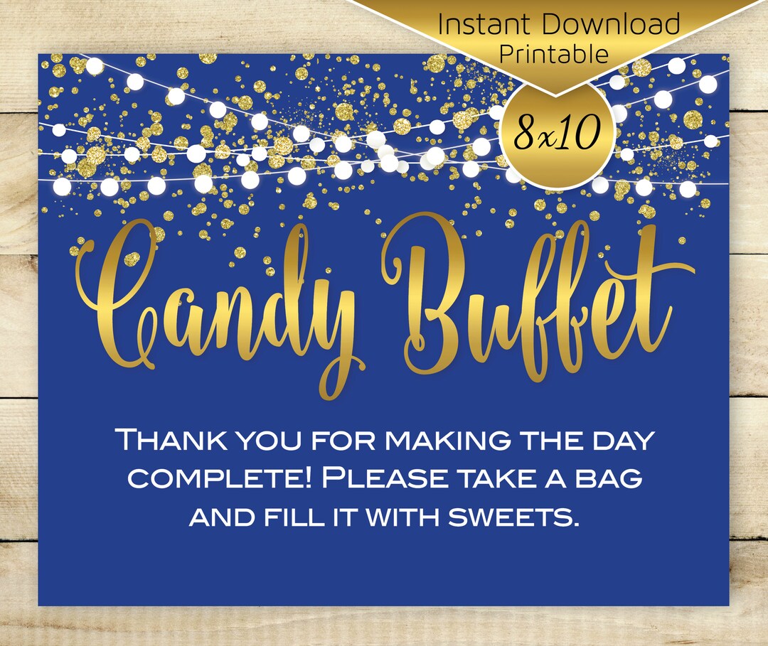 Candy Buffet Sign 8x10 Printable Birthday Wedding Royal Blue Sweets ...