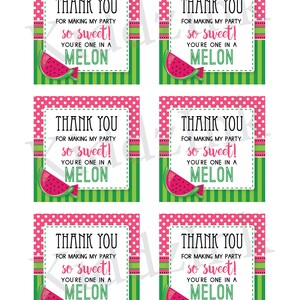 Watermelon Party Favor Thank You Tags for Birthday | One in a Melon ...