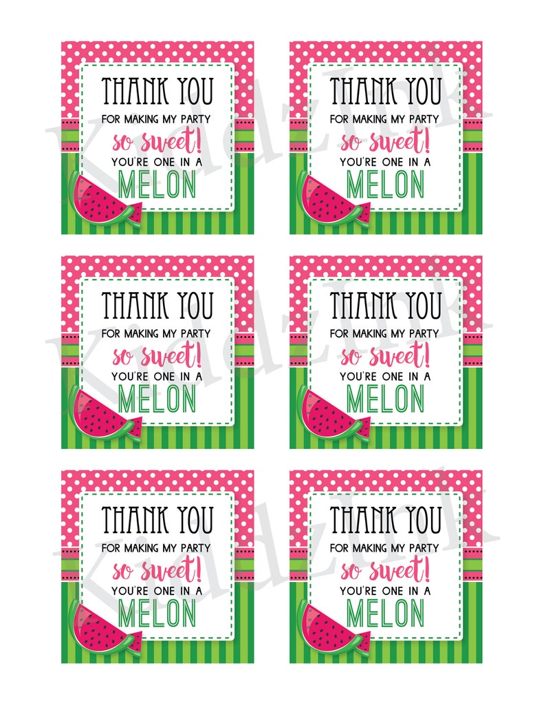 Watermelon Party Favor Thank You Tags for Birthday One in a - Etsy
