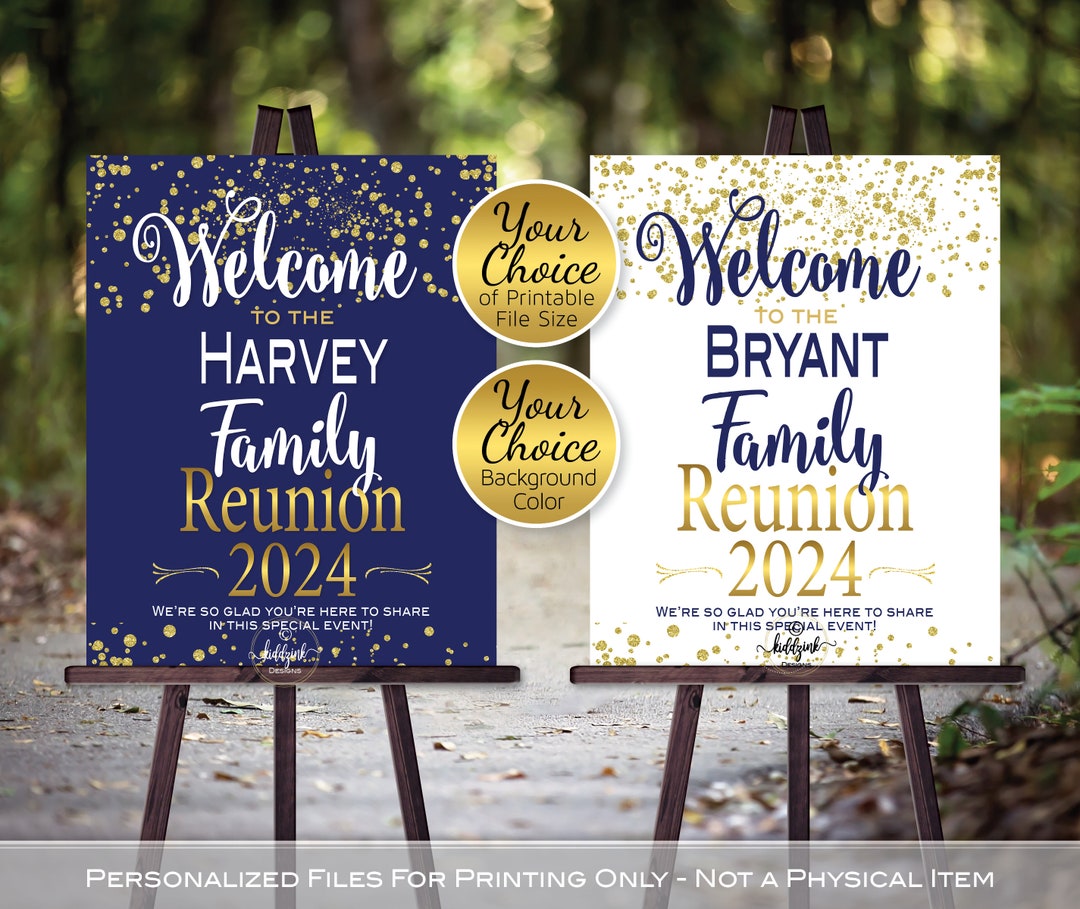 Family Reunion Personalized Welcome Sign Printable File Gold Confetti ...