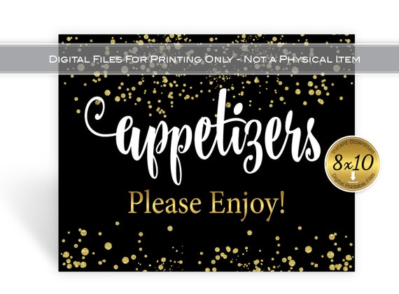 Appetizers Table Sign 8x10 Printable Birthday Wedding | Etsy
