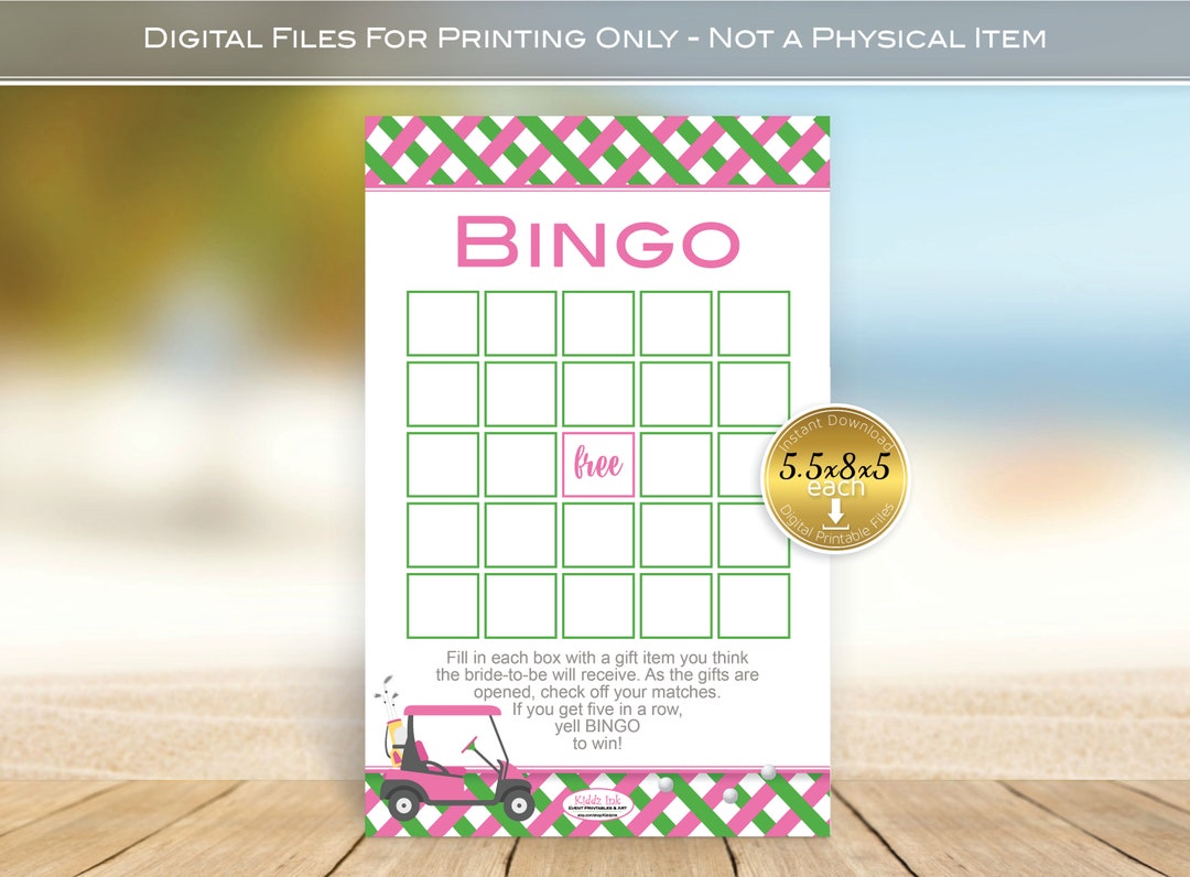 Bridal Bingo Shower Game | Golf Theme | Pink Green | Bridal Shower ...