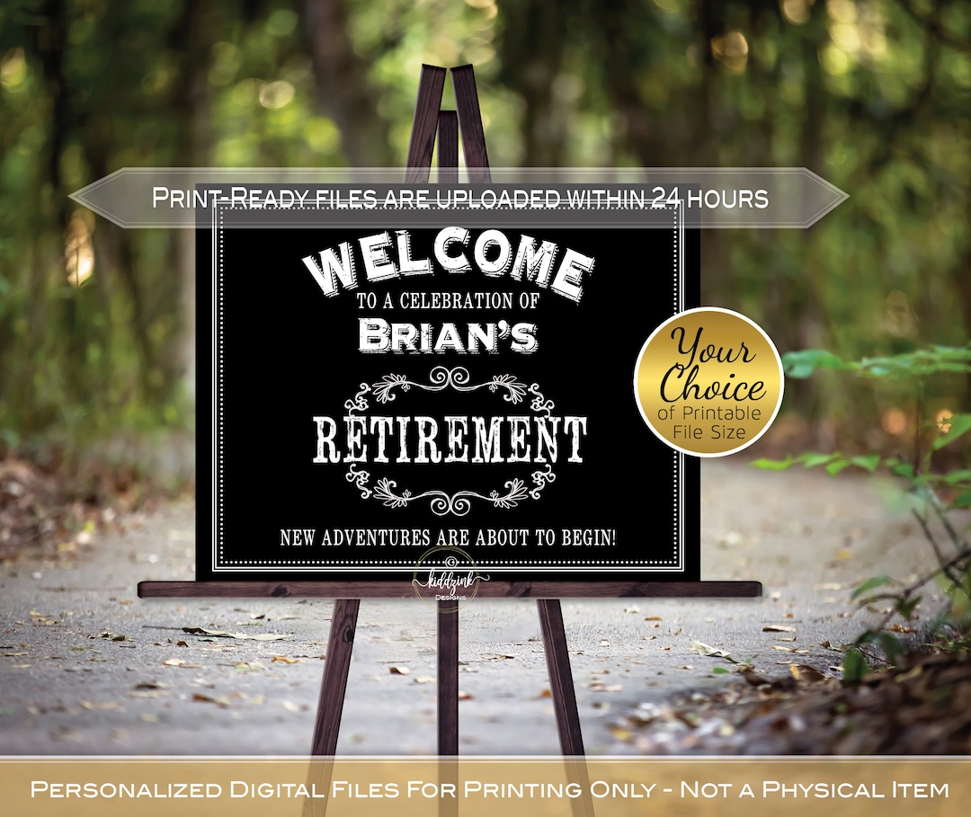 Man's Vintage Retirement Sign Printables | Black | New Adventures | Man ...