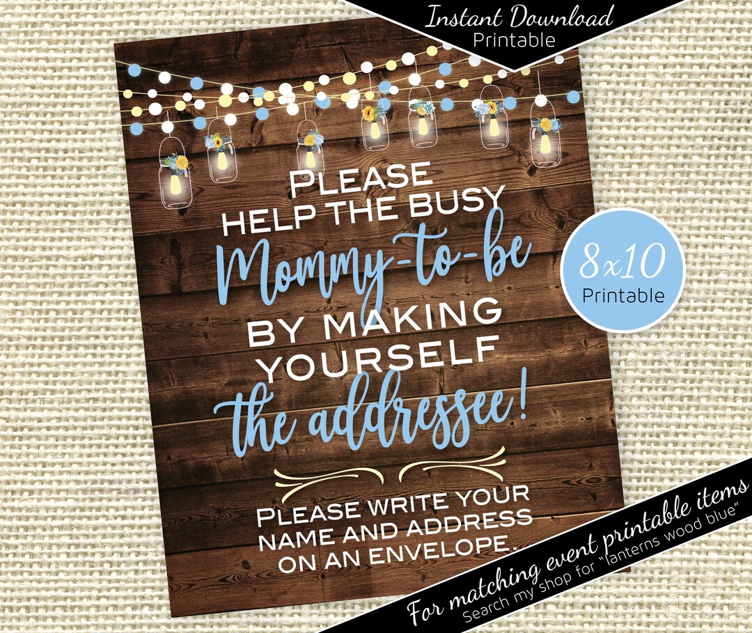 Address an Envelope Baby Shower 8x10 Table Sign Garland Lights and ...