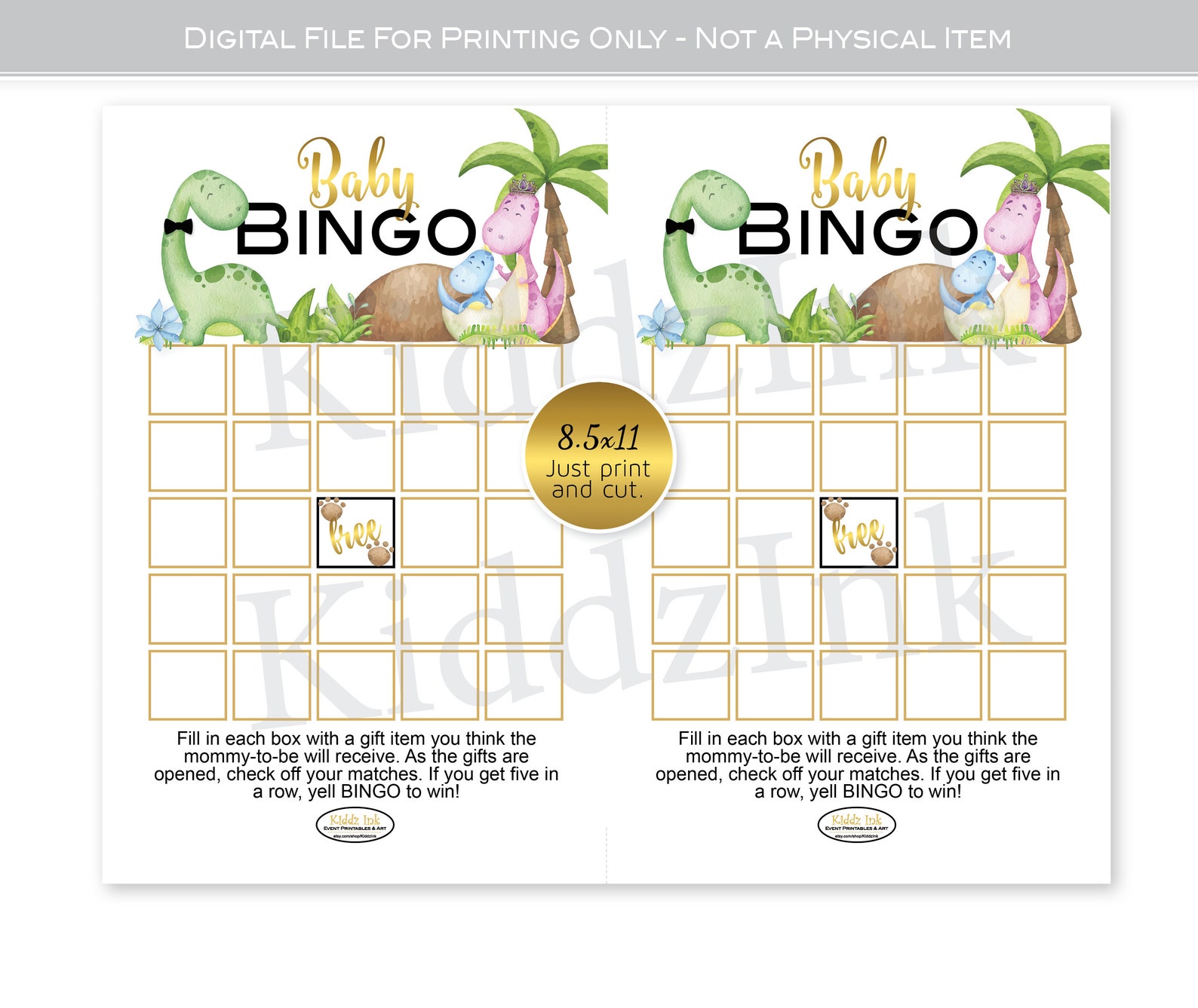 Baby Bingo Baby Shower Game Dinosaur Baby Shower Hatching | Etsy