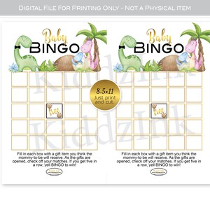 Baby Bingo Baby Shower Game | Dinosaur Baby Shower | Hatching Baby Dino ...