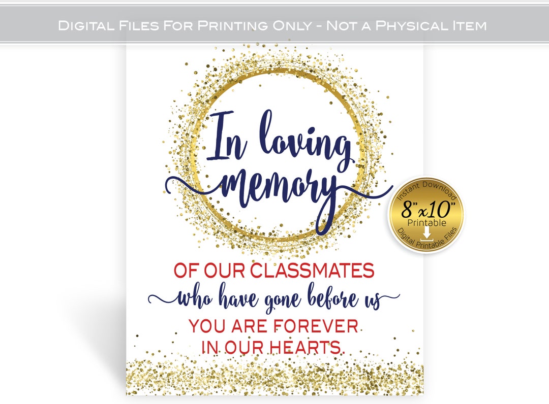 In Memory of Classmates Who Have Passed | Class Reunion | 8x10 | Faux ...