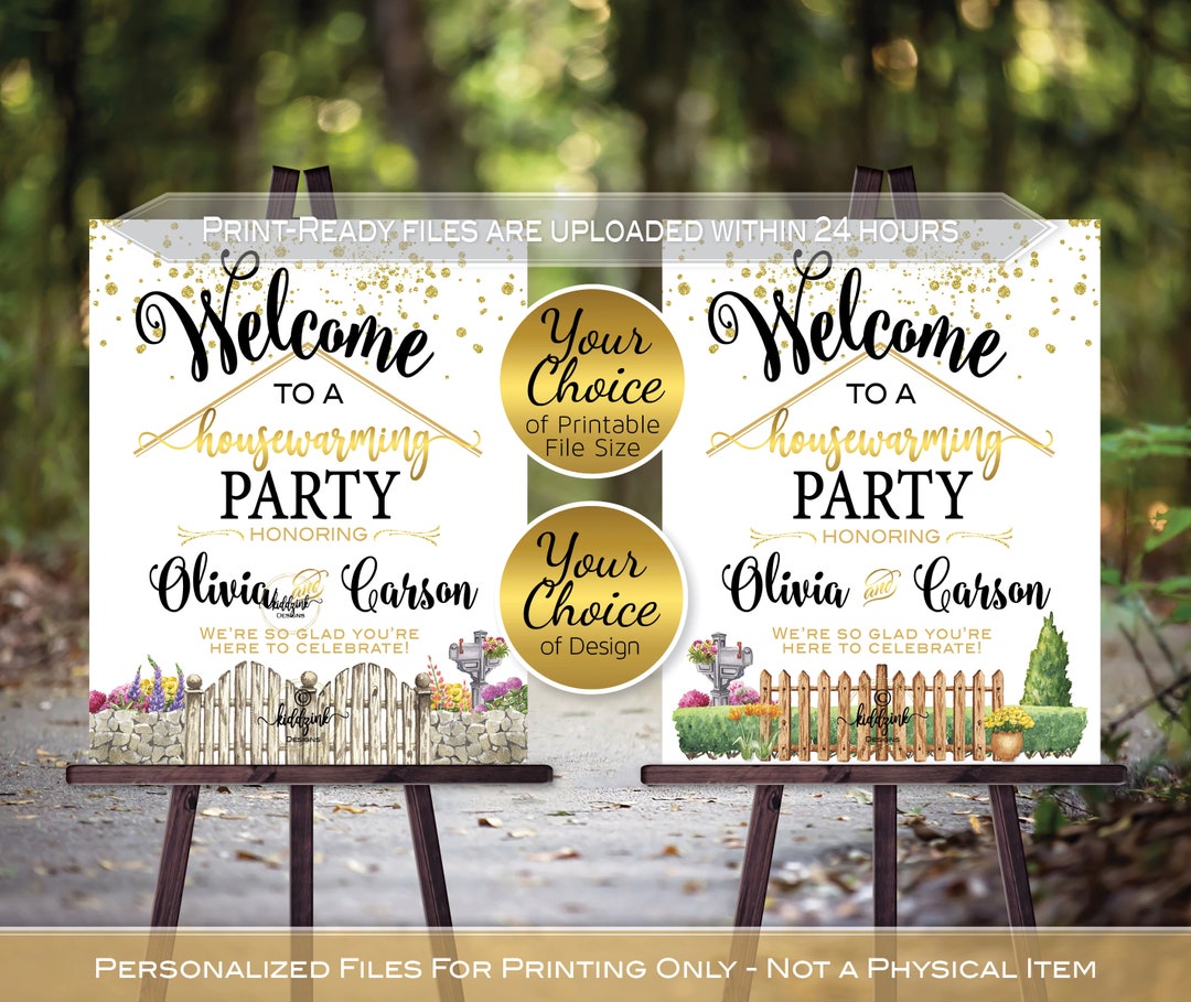 Housewarming Party Welcome Sign Printable | Gate Stone Wall or Fence ...