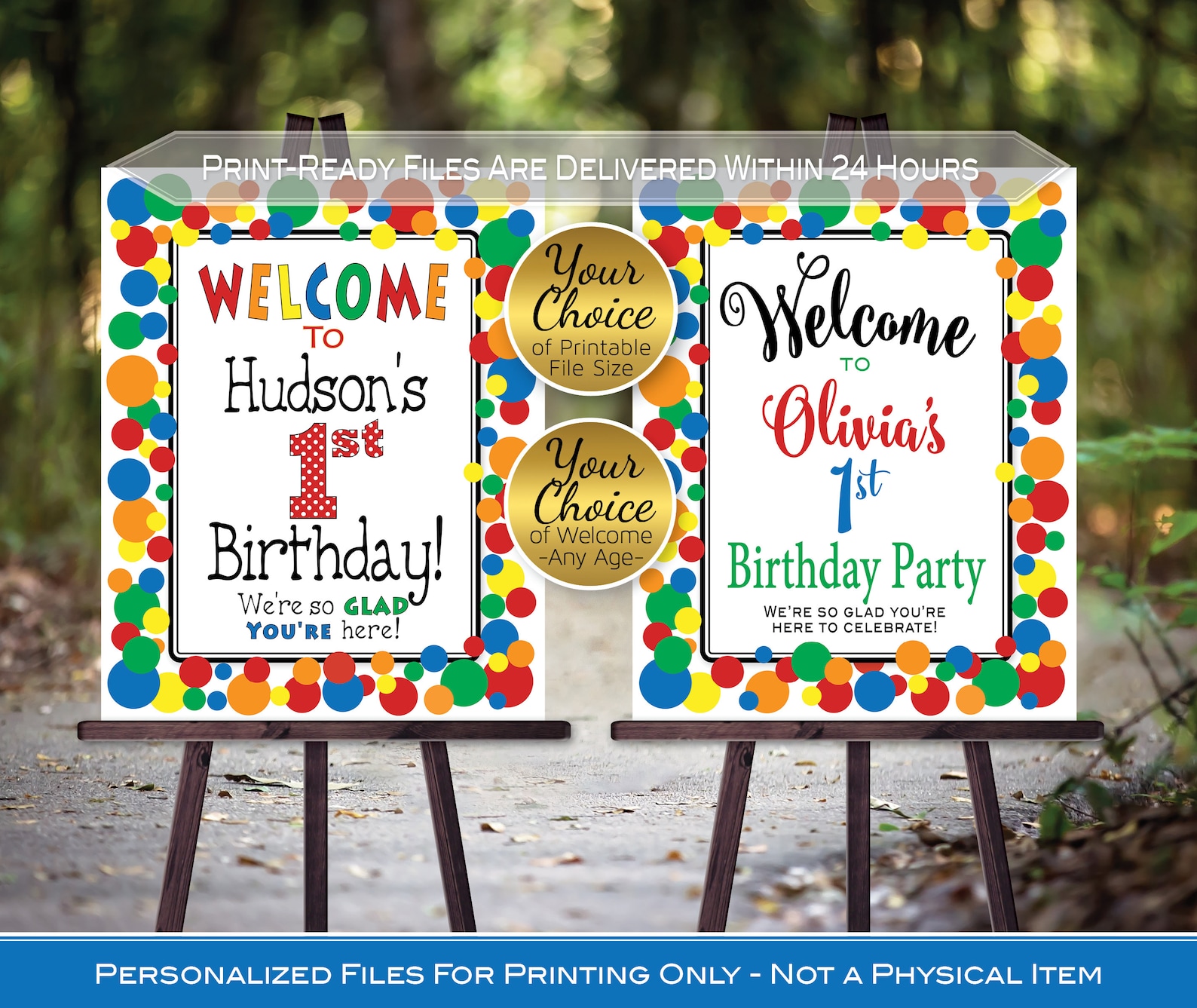 Birthday Party Welcome Sign in Primary Colors | Red Blue Orange Yellow ...