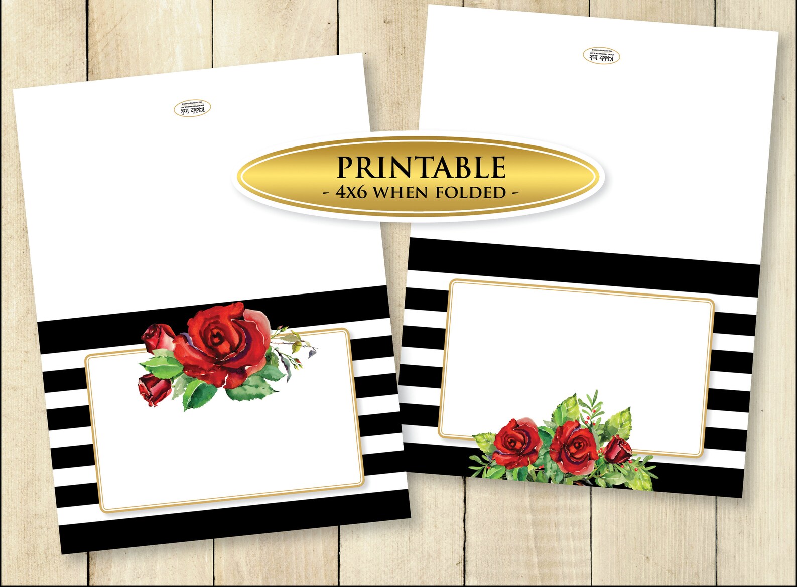 Menu Cards 4x6 Tent-folding Black White Stripes With Red - Etsy