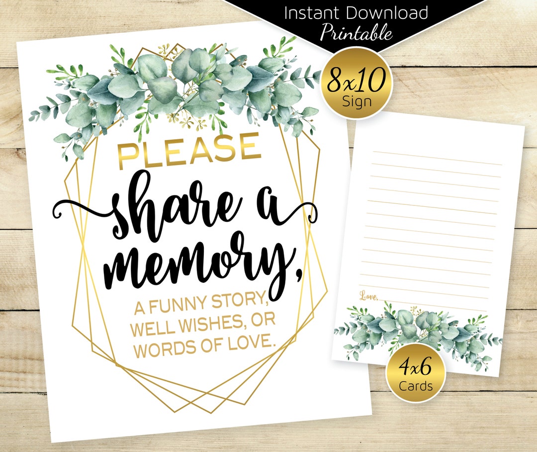 Share a Memory Printable Sign and Card Set | Birthday Wishes | Words of ...