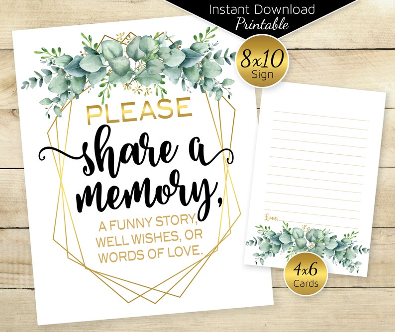 Share a Memory Printable Sign and Card Set Birthday Wishes - Etsy