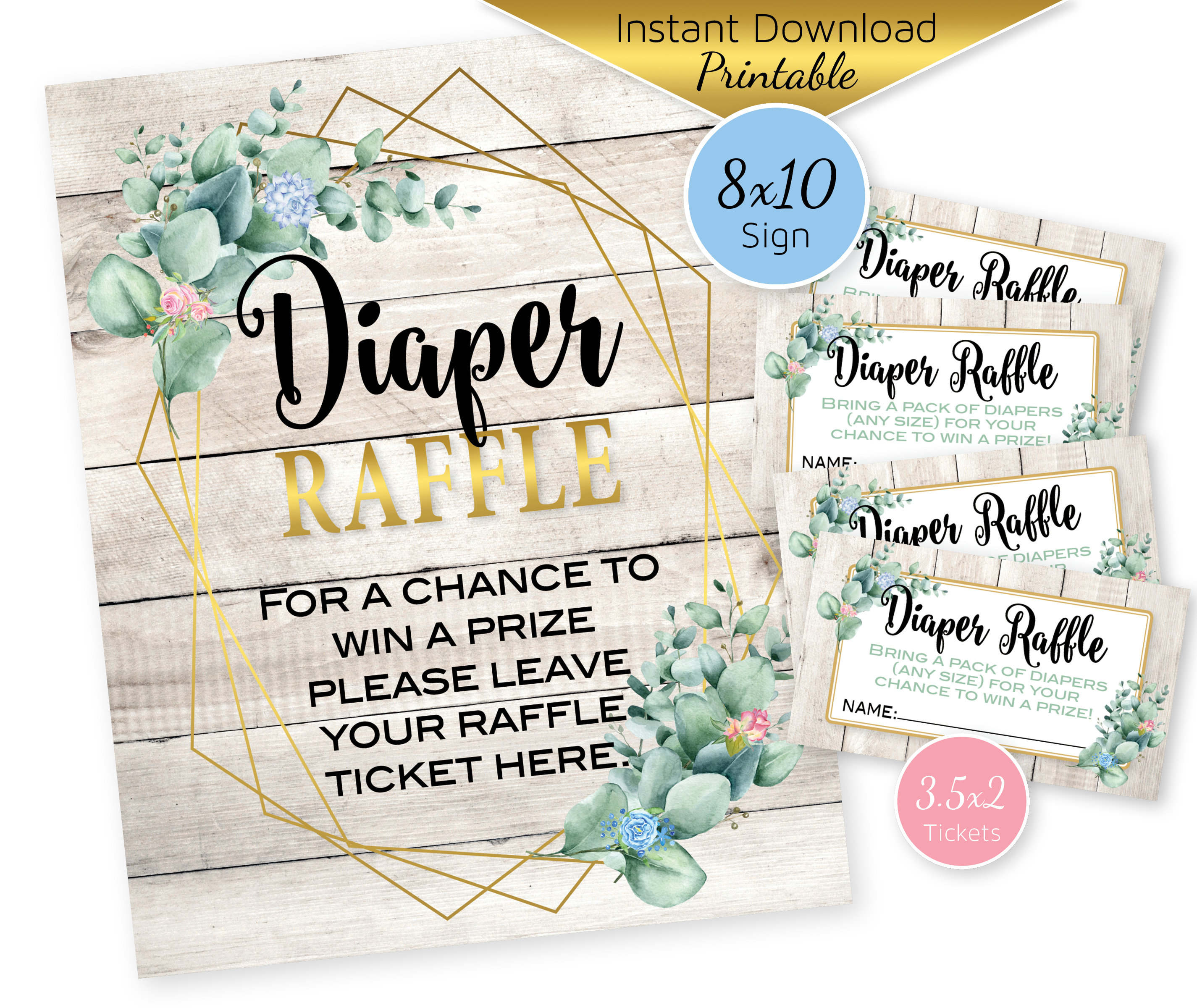 Diaper Raffle 8x10 Table Sign and Tickets Neutral Baby | Etsy