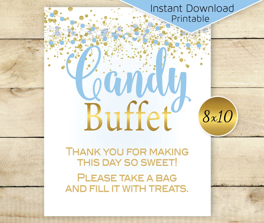Candy Buffet 8x10 Printable Sign | Birthday | Baby Shower | Blue and ...