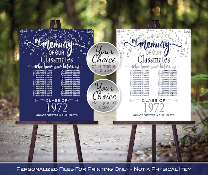 In Memory of Classmates Class Reunion Any Year Personalized - Etsy