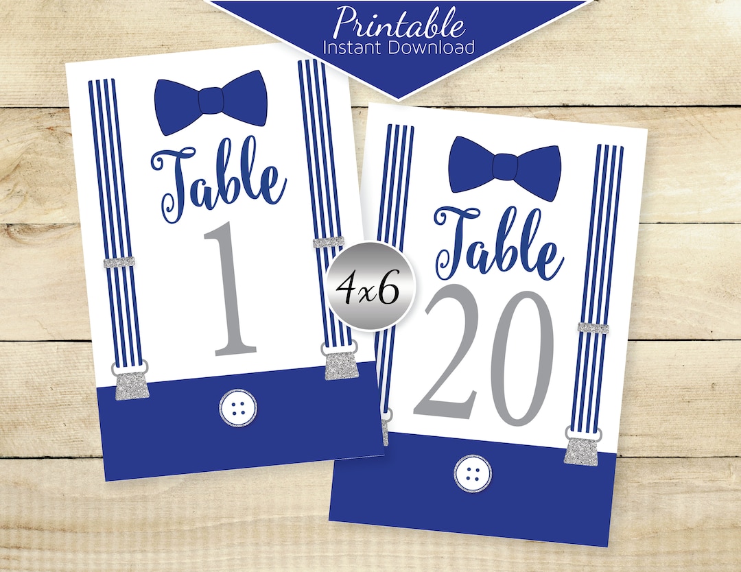 Little Man Table Number Signs 1-20 Bow Tie and Suspenders - Etsy