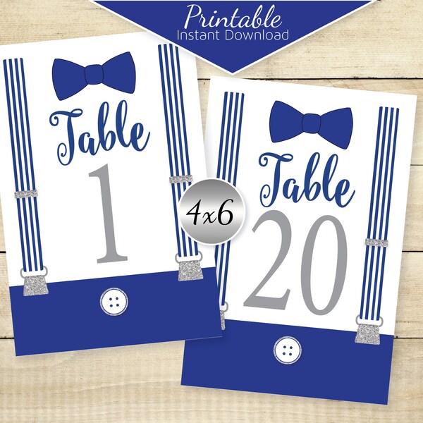 Royal Blue and Silver Table Numbers - Etsy