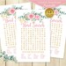 Baby Shower Word Search Game Pink Blush Gold Eucalyptus Branches Baby ...