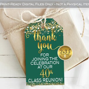 40th Class Reunion Thank You Favor Tags | 2x3.5 | Faux Gold Confetti ...