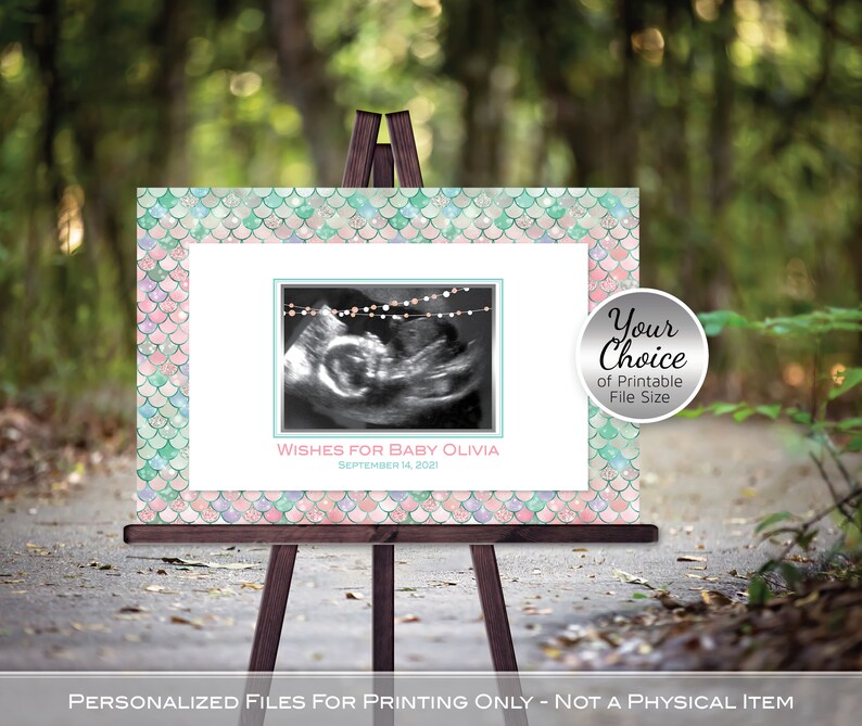 Baby Shower Sonogram Photo Frame Sign Printable Mermaid Pink - Etsy