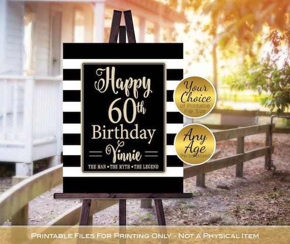 Man s 40th 50th 60th or Any Age Birthday Party Sign Printable Files the Man the Myth the Legend Personalized DIGITAL PRINTABLE FILES Etsy