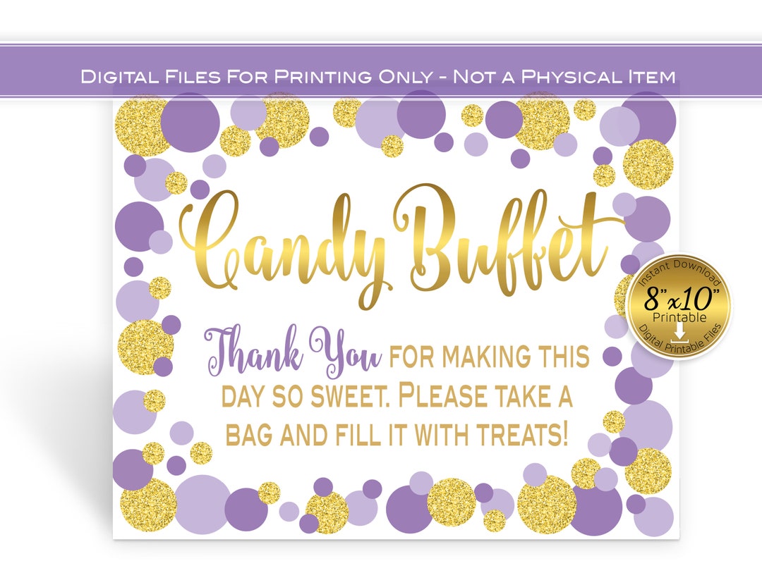 Candy Buffet Table Sign Printable | Birthday | 8x10 Sign | Purple ...