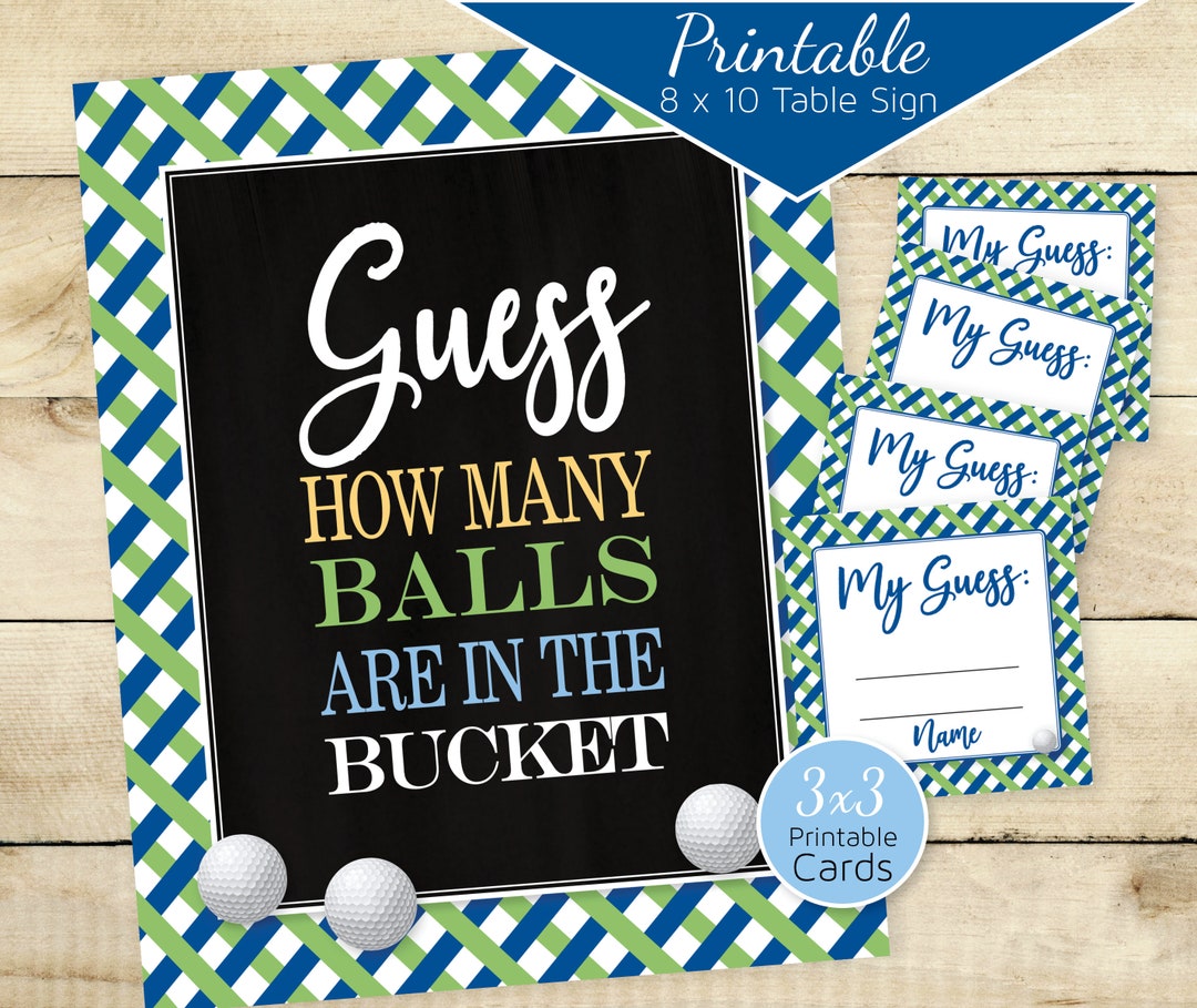 Golf Theme Guess How Many Balls Game 8x10 Printable Table Sign | Navy ...
