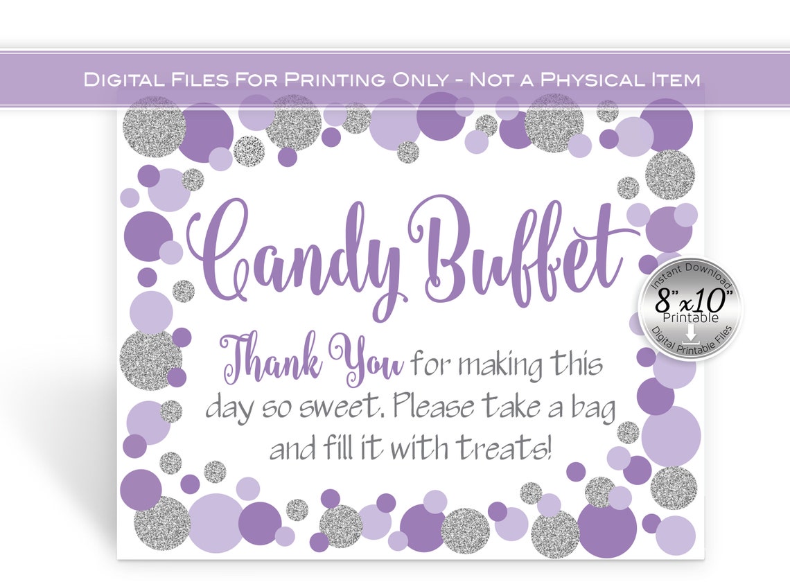 Candy Buffet Sign Printable Birthday 8x10 Sign Purple - Etsy