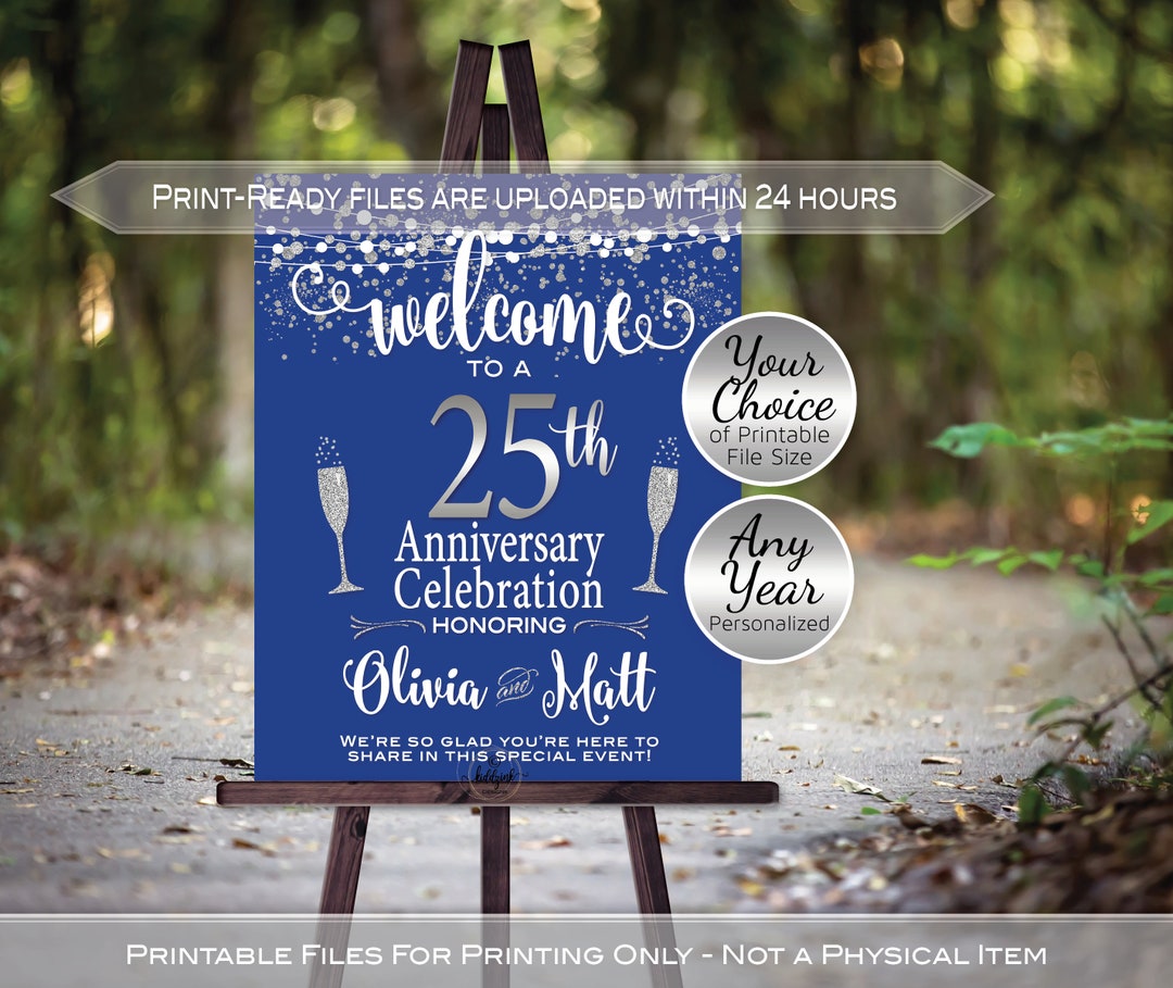 Anniversary Welcome Sign Printable | Royal Blue | Anniversary | Garland ...