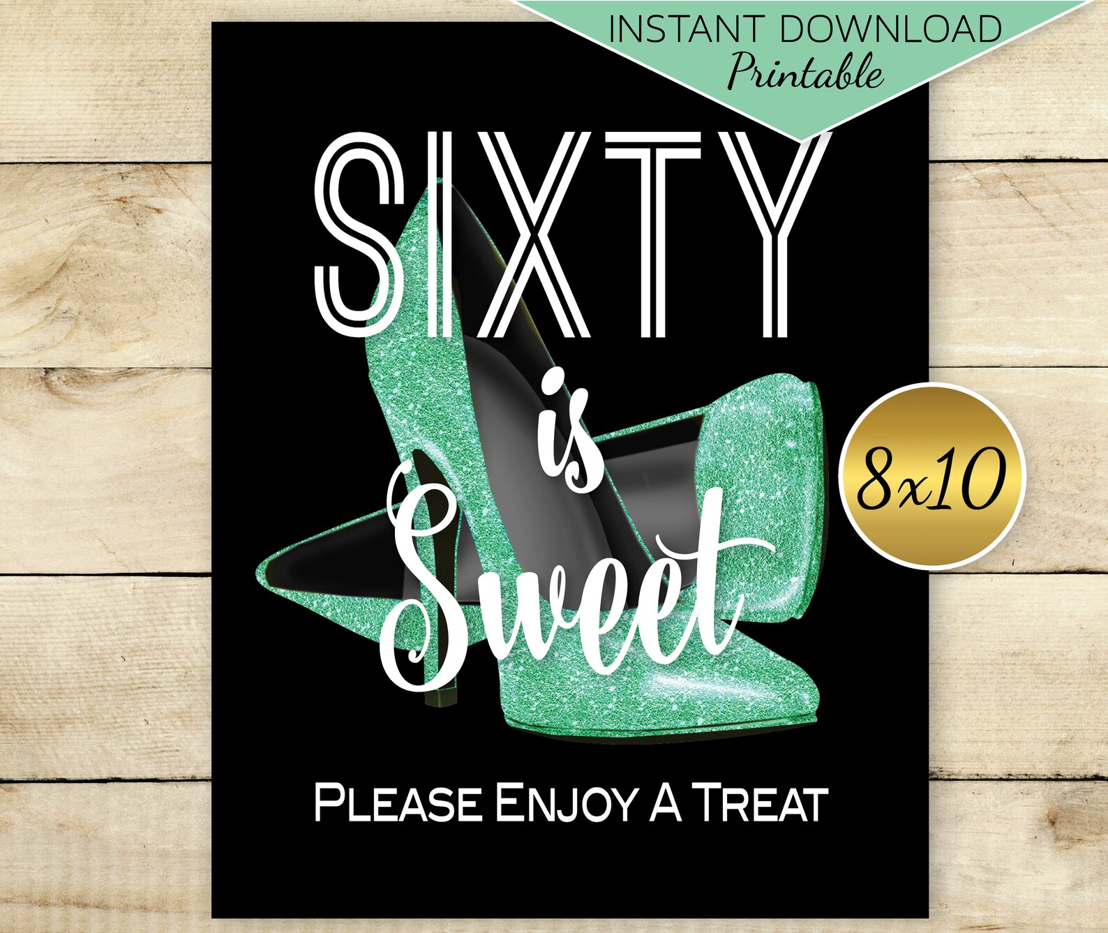 Sixty is Sweet 60th Birthday 8x10 Printable Sign Mint | Etsy