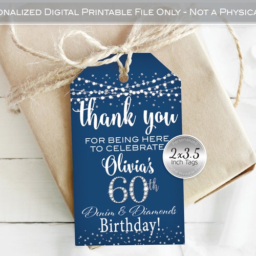 Thank You Favor Tags for Denim and Diamonds Birthday - Etsy
