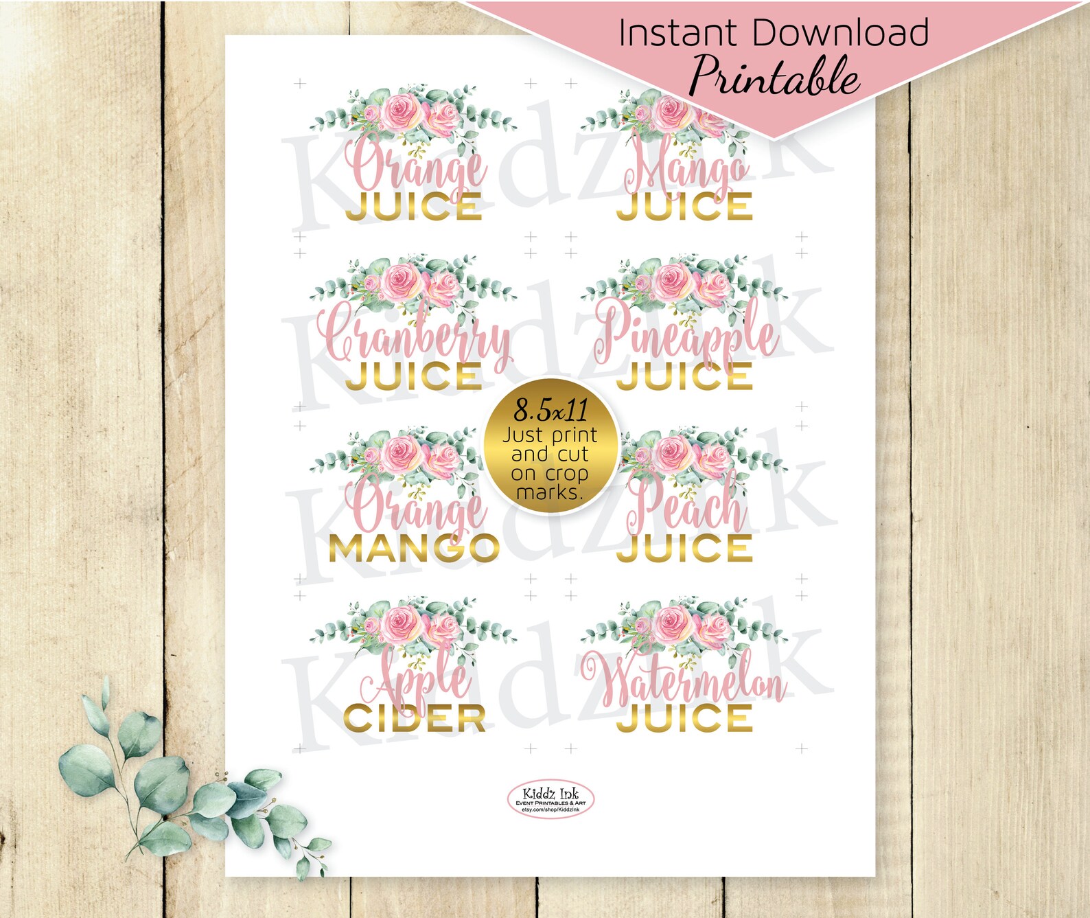 Momosa Bar 8x10 Table Sign Printable Pink Blush Gold - Etsy