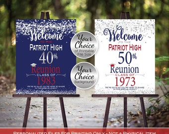 Class Reunion Sign Navy Blue and Gold 20 Year High School Reunion ...