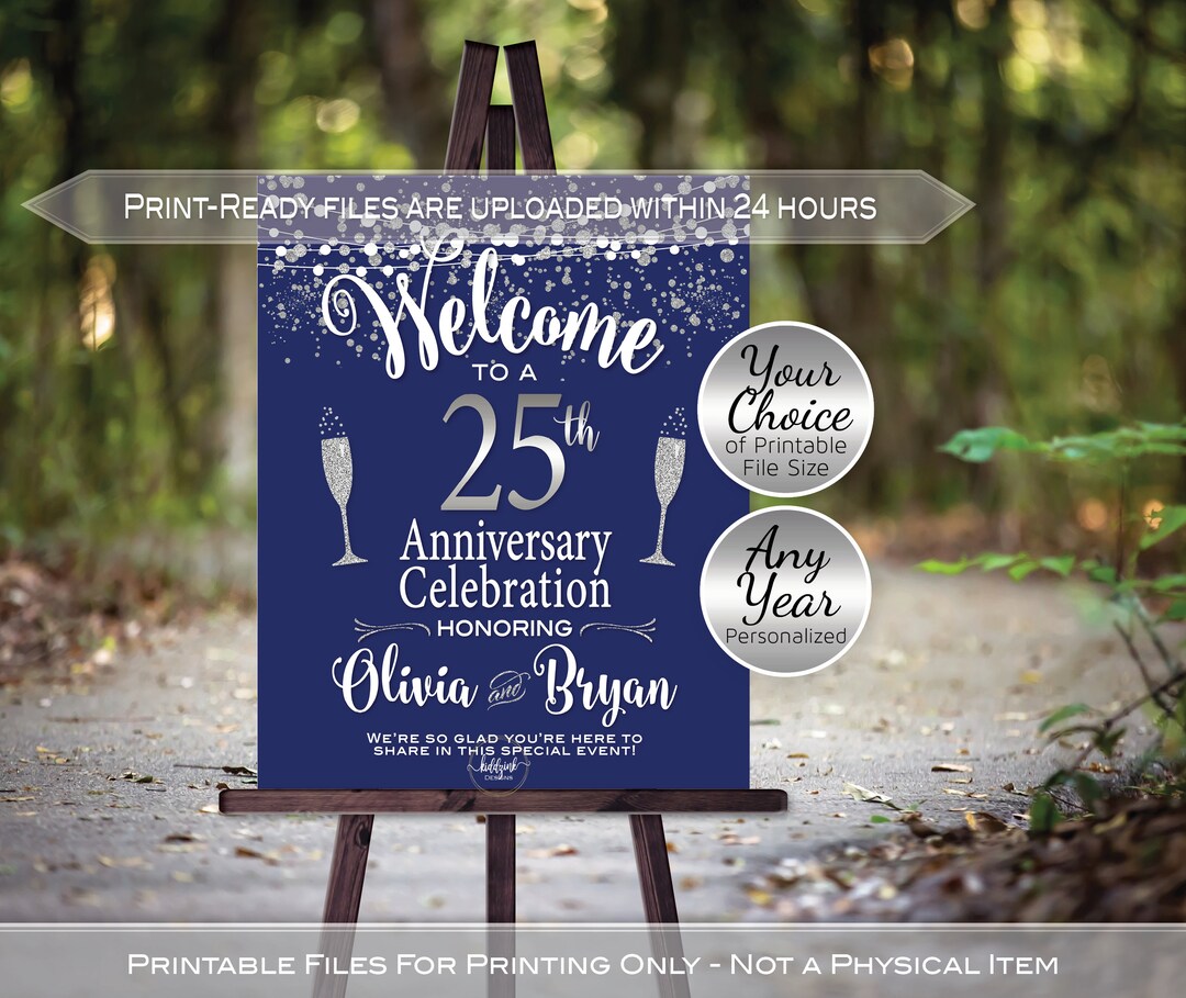 Anniversary Welcome Sign Printable | Navy | Any Anniversary | Garland ...