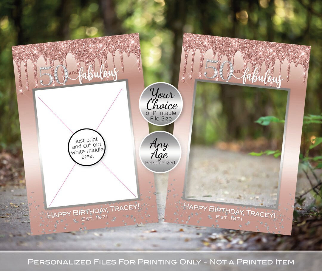 Birthday Selfie Photo Sign Printable | Rose Gold Glitter Drips ...