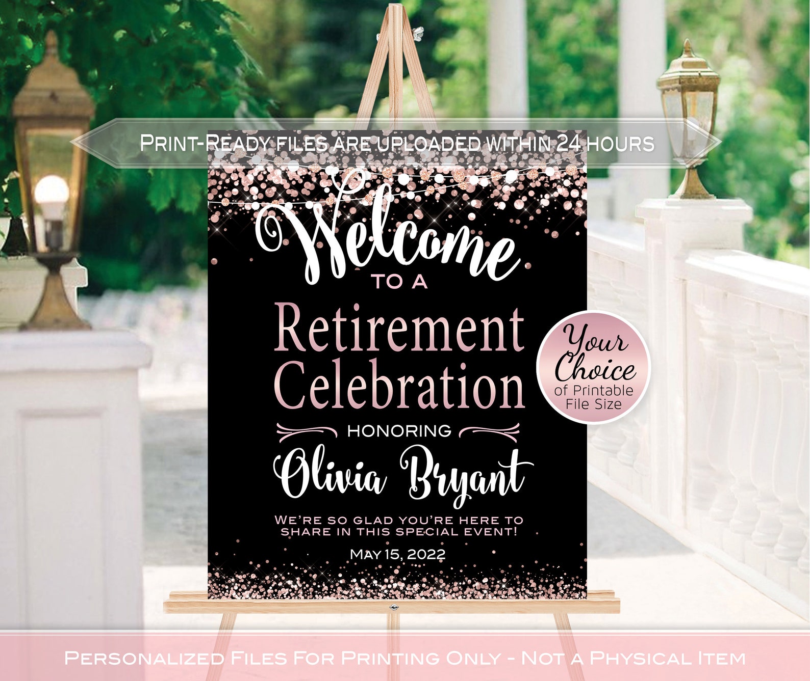 Retirement Celebration Party Welcome Sign Printable | Garland Lights ...