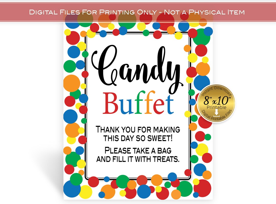 Candy Buffet Sign | 8x10 | Primary Colors | Birthday | Blue Green Red ...