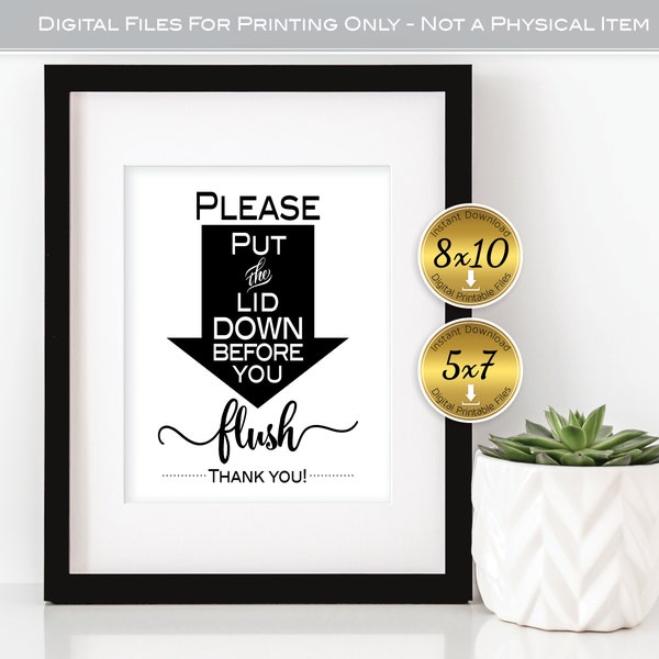 Flush With Lid Down Sign - Etsy