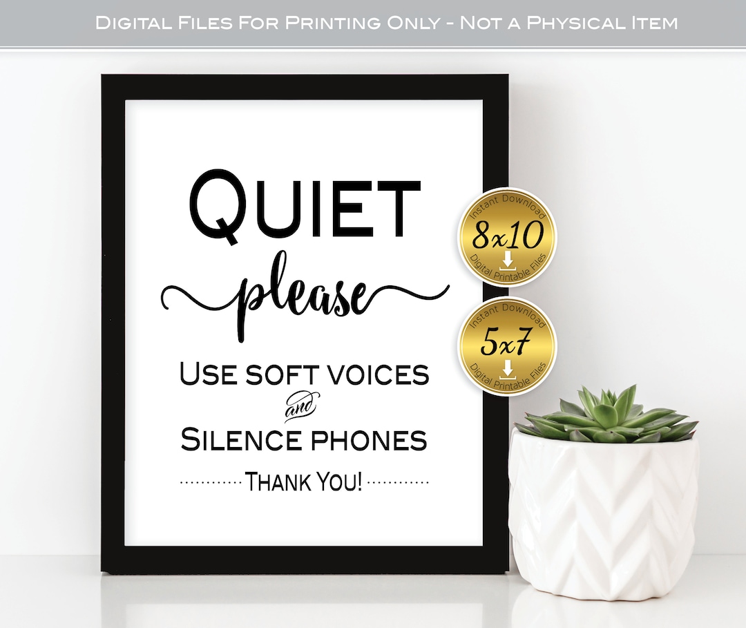 Quiet Please Printable Sign | 8x10 and 5x7 | Office Decor | Use Soft ...