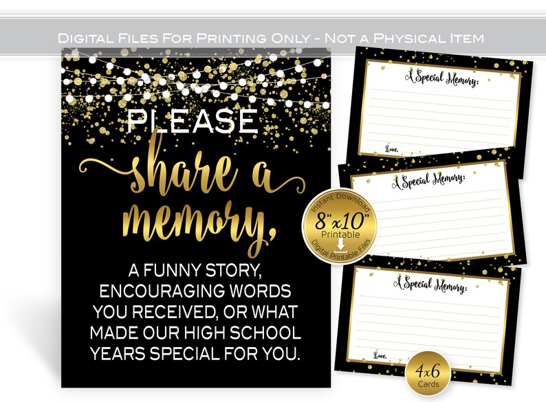 Class Reunion Share a Memory Table Sign 8x10 Printable High - Etsy
