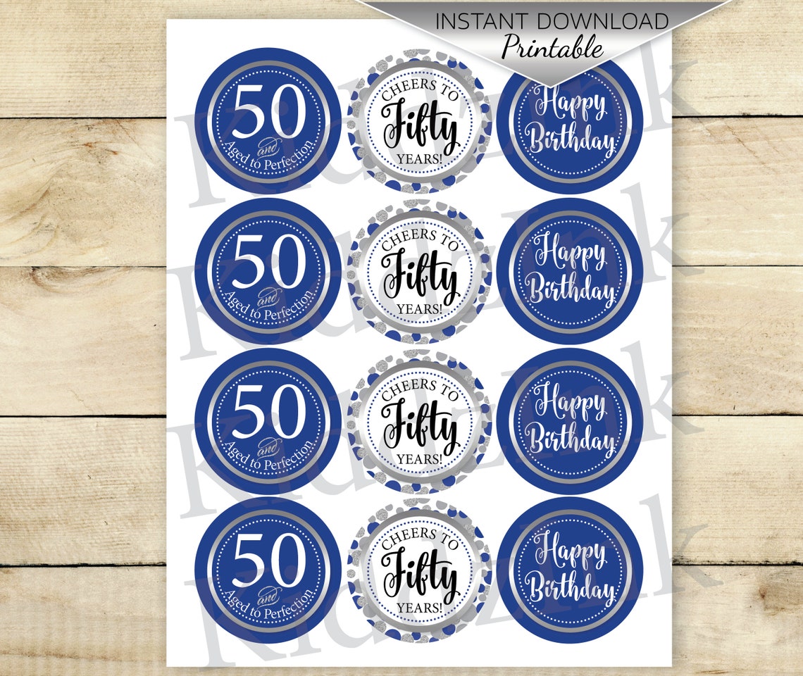 Round Cupcake Toppers | 50th Birthday Man | Aged to Perfection | 2.5 ...