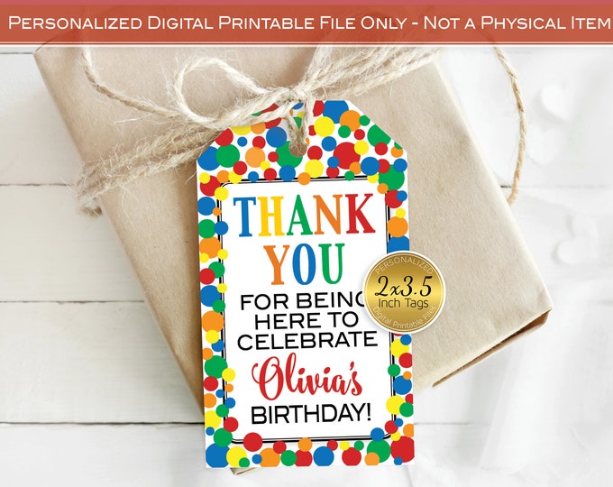 25 Thank You for Coming to My Party Tags, Party Favor Tags, Cute Custom ...